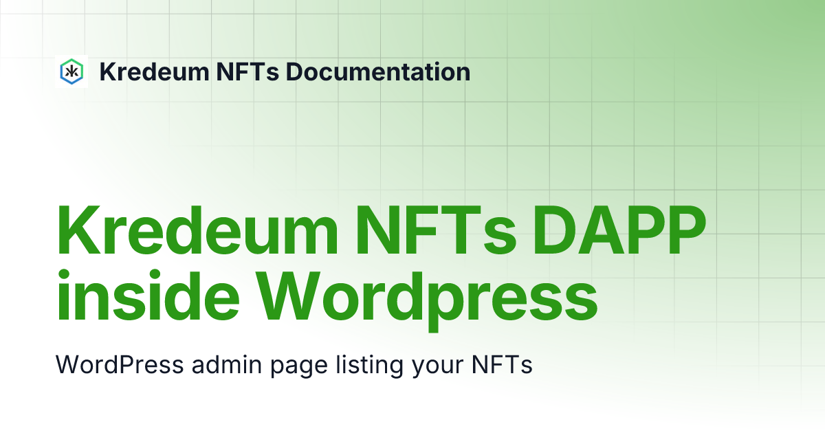 Kredeum NFTs DAPP inside Wordpress | Kredeum NFTs Documentation